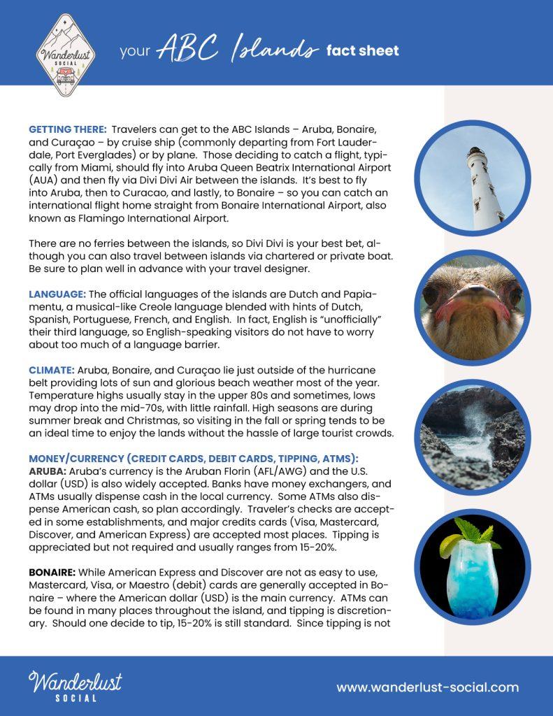 ABC Islands Fact Sheet | Wanderlust Social