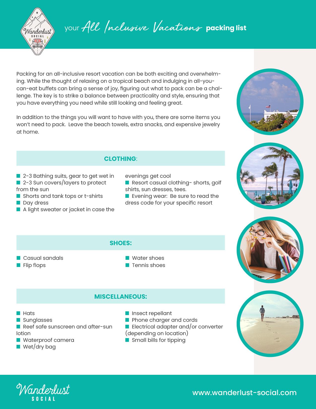 All Inclusive Packing List | Wanderlust Social