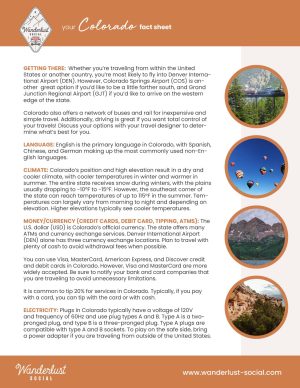 Colorado Fact Sheet | Wanderlust Social