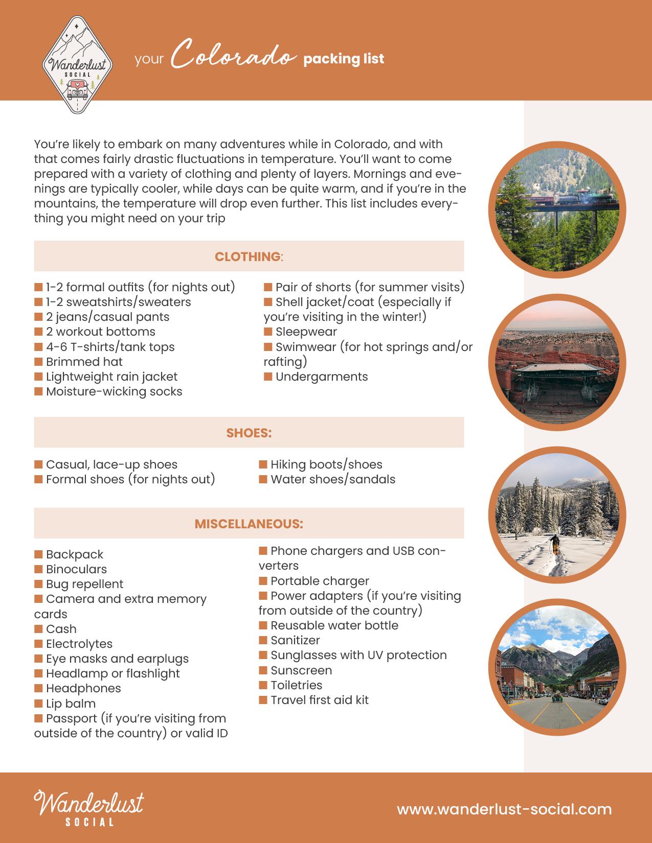 Colorado Packing List | Wanderlust Social