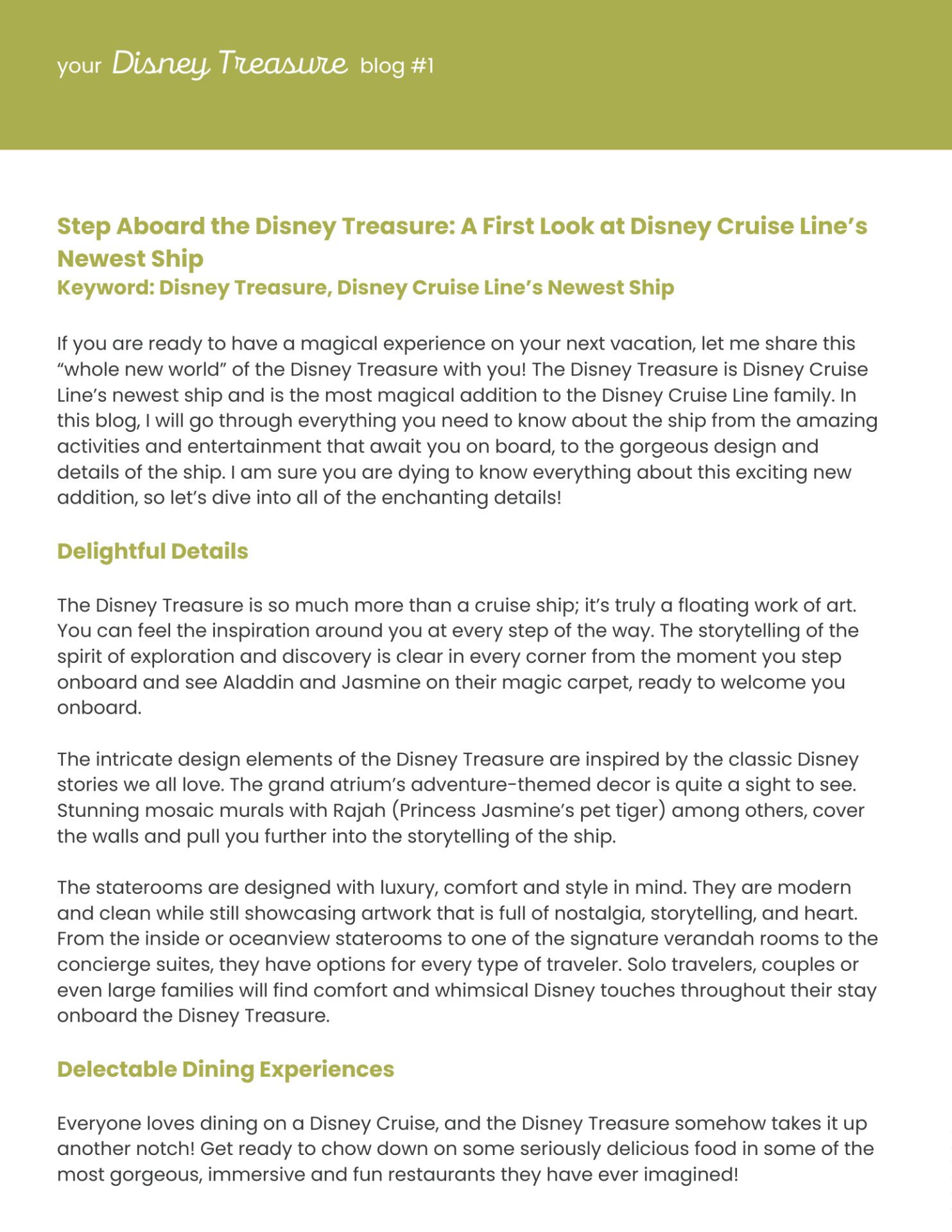 Step Aboard the Disney Treasure: A First Look at Disney Cruise Line’s Newest Ship Blog Post ...