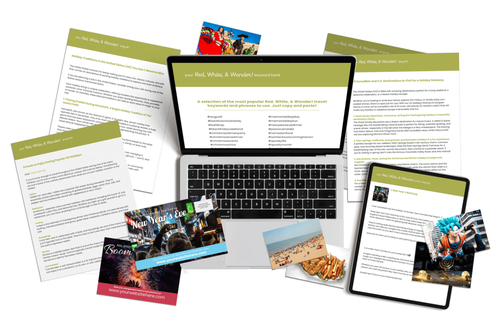 Red, White, & Wander! Marketing Content Bundle | Wanderlust Social