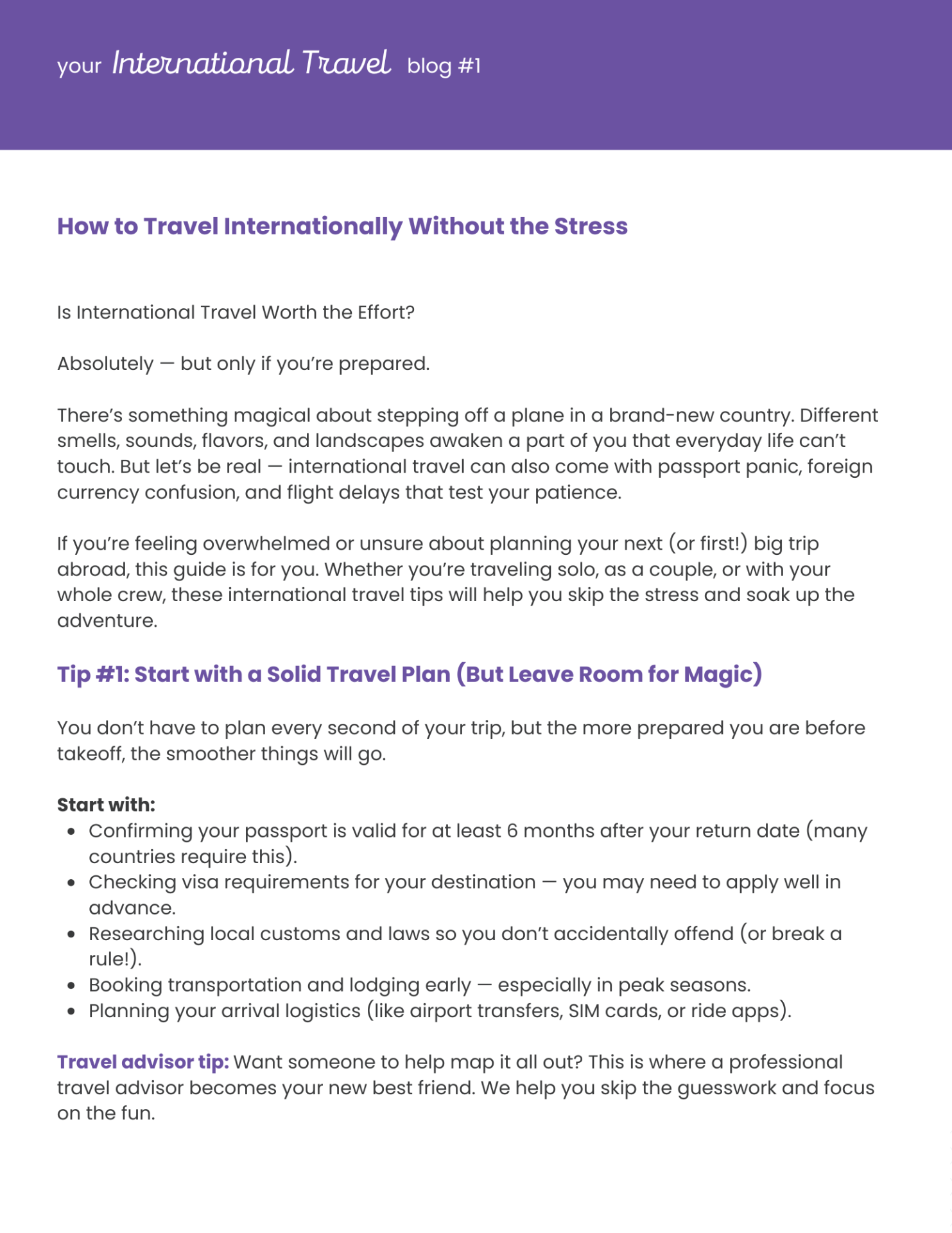 How to Travel Internationally Without the Stress (blog post ...