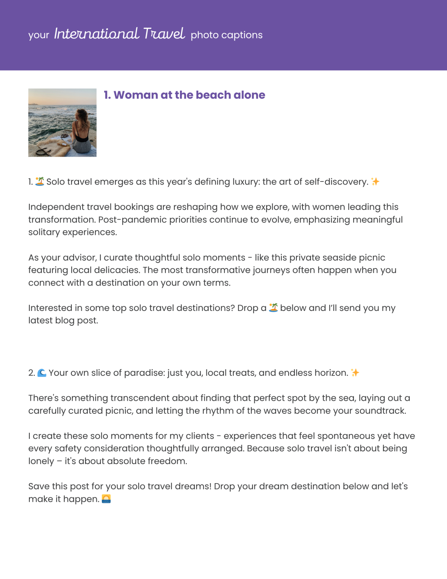 International Travel social media captions. | Wanderlust Social