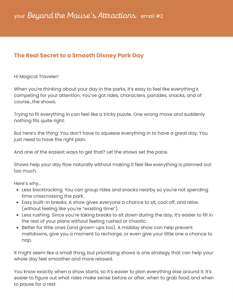The Real Secret to a Smooth Disney Park Day, email | Wanderlust Social