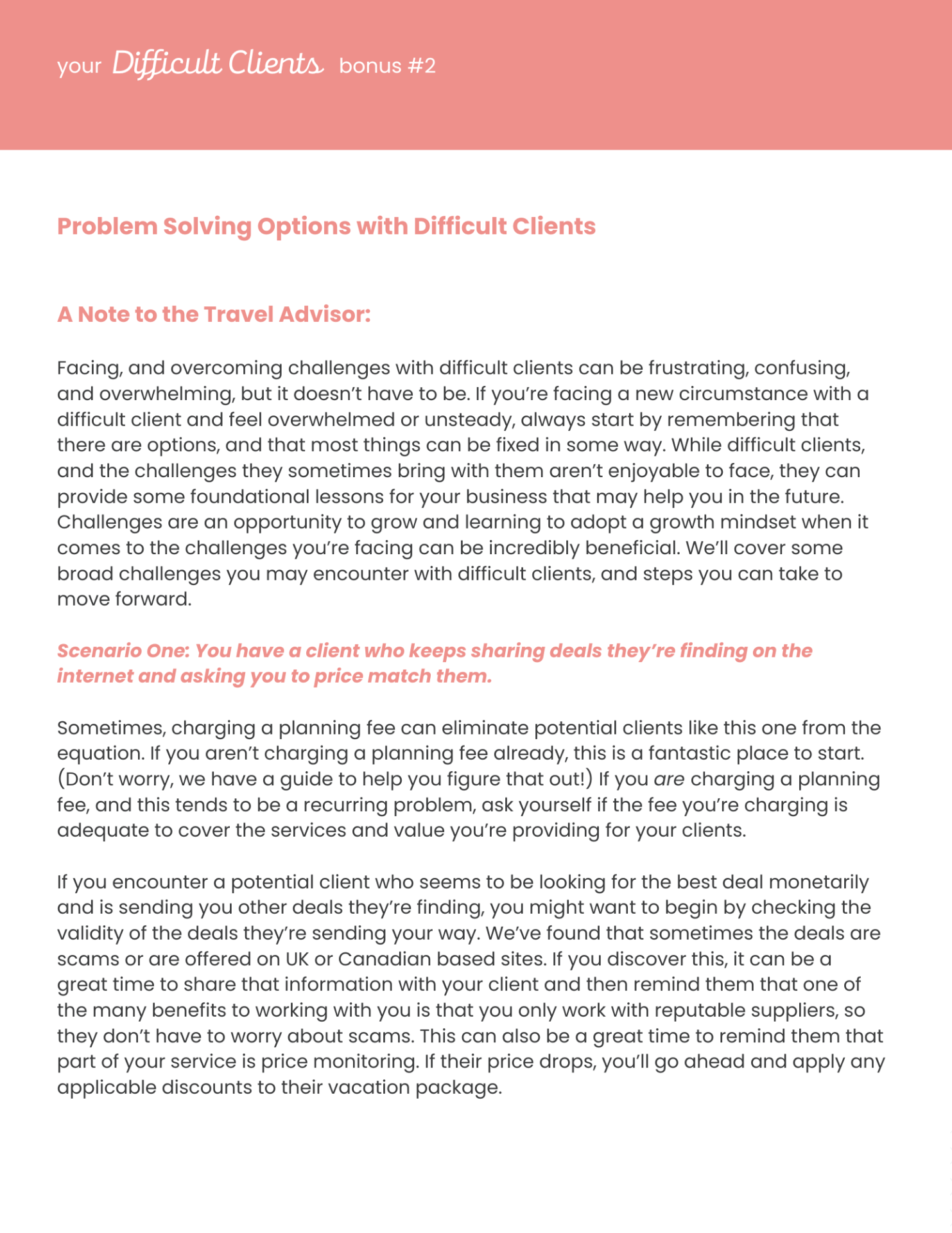 Problem Solving Options with Difficult Clients, bonus | Wanderlust Social